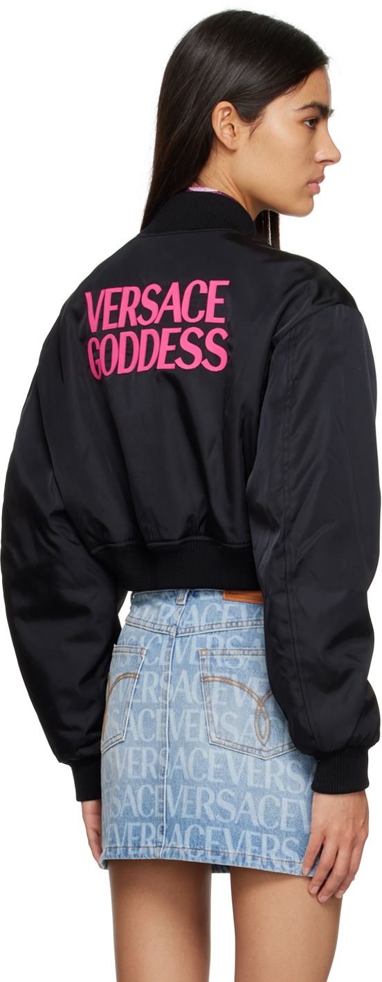 Versace Black 'Versace Goddess' Bomber Jacket Versace