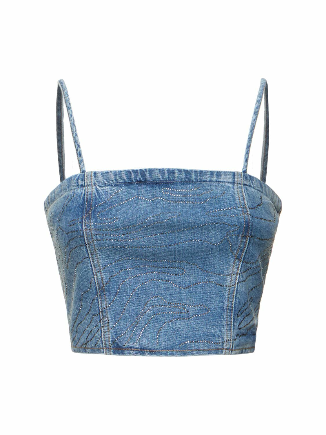 ROTATE Emili Embellished Denim Top ROTATE Birger Christensen