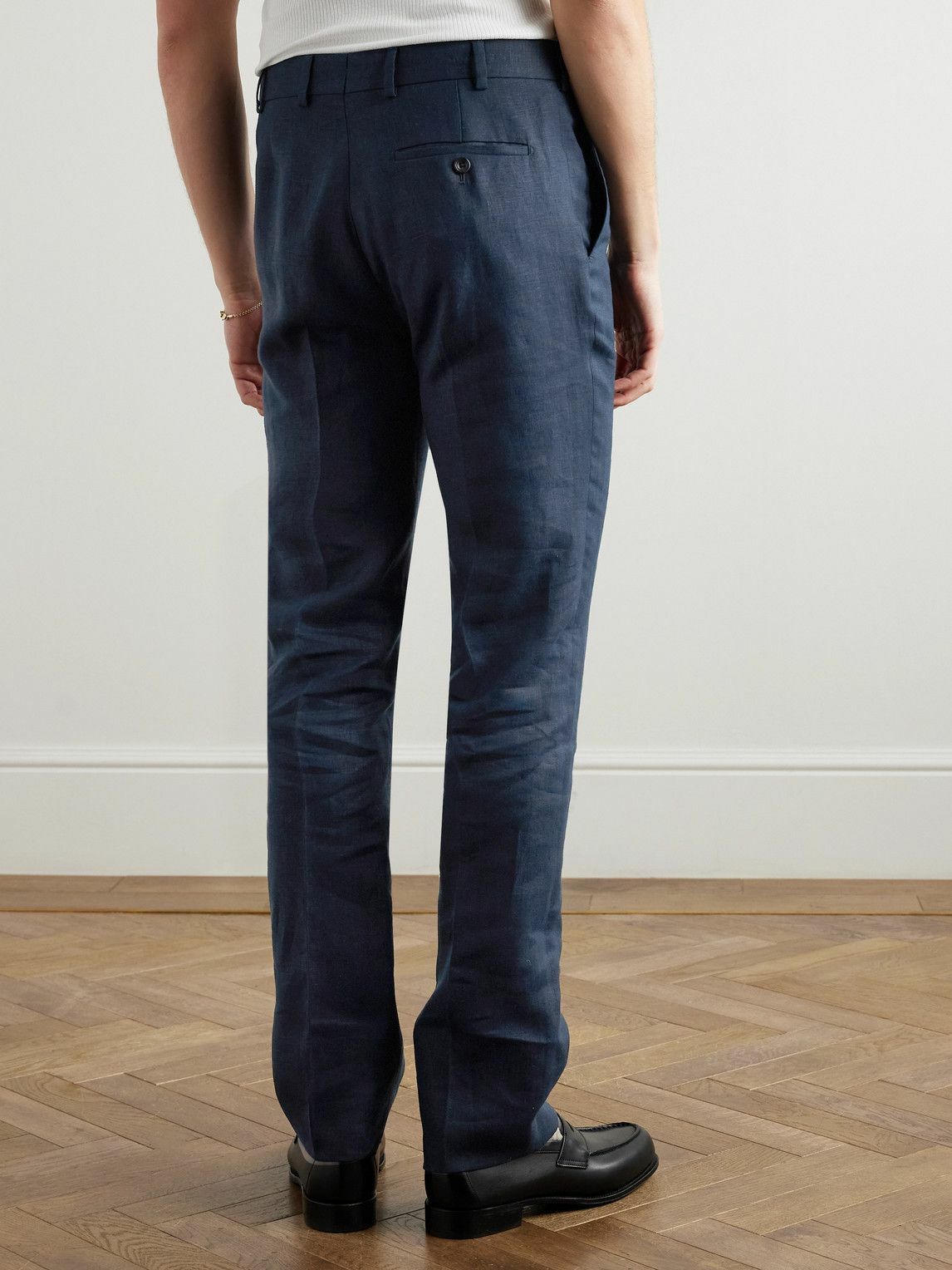 Kingsman - Straight-Leg Linen Suit Trousers - Blue Kingsman