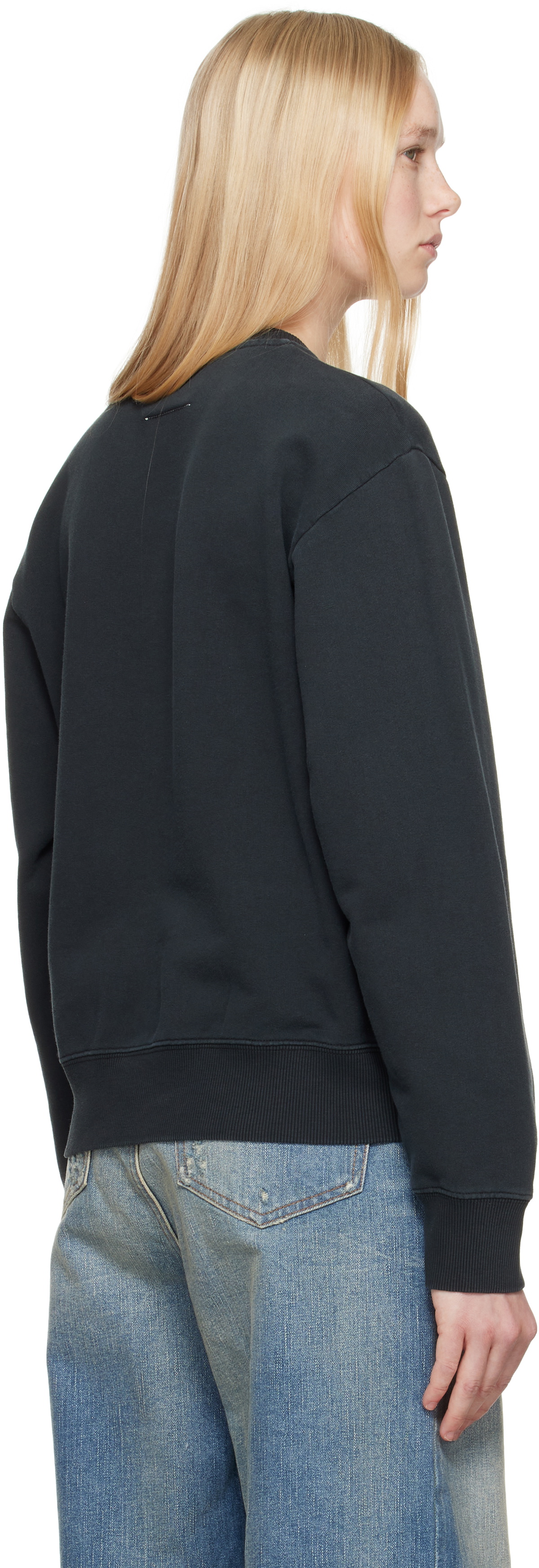 MM6 Maison Margiela Black Unbrushed Sweat Jersey Sweatshirt MM6 Maison ...