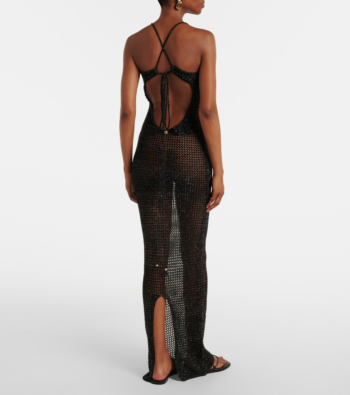 Bananhot Hilsa open-knit lamé maxi dress Bananhot
