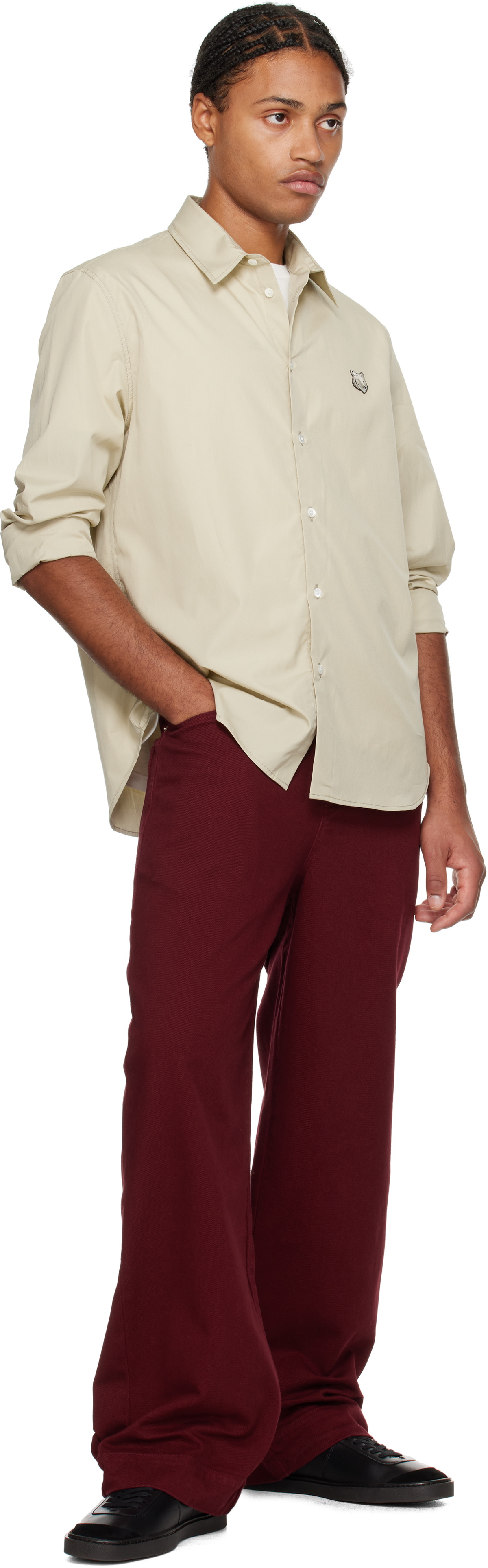 Maison Kitsuné Red Relaxed Overdye Denim Jeans Maison Kitsune