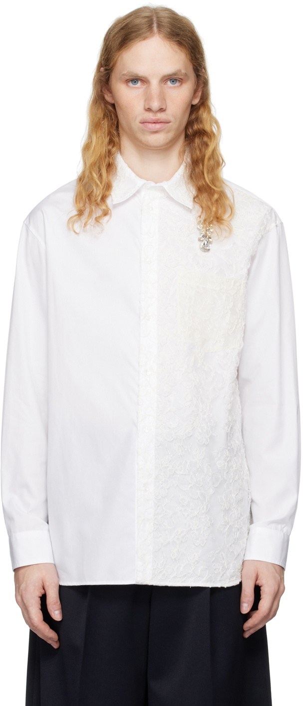 Simone Rocha White Lace Paneled Easy Shirt Simone Rocha