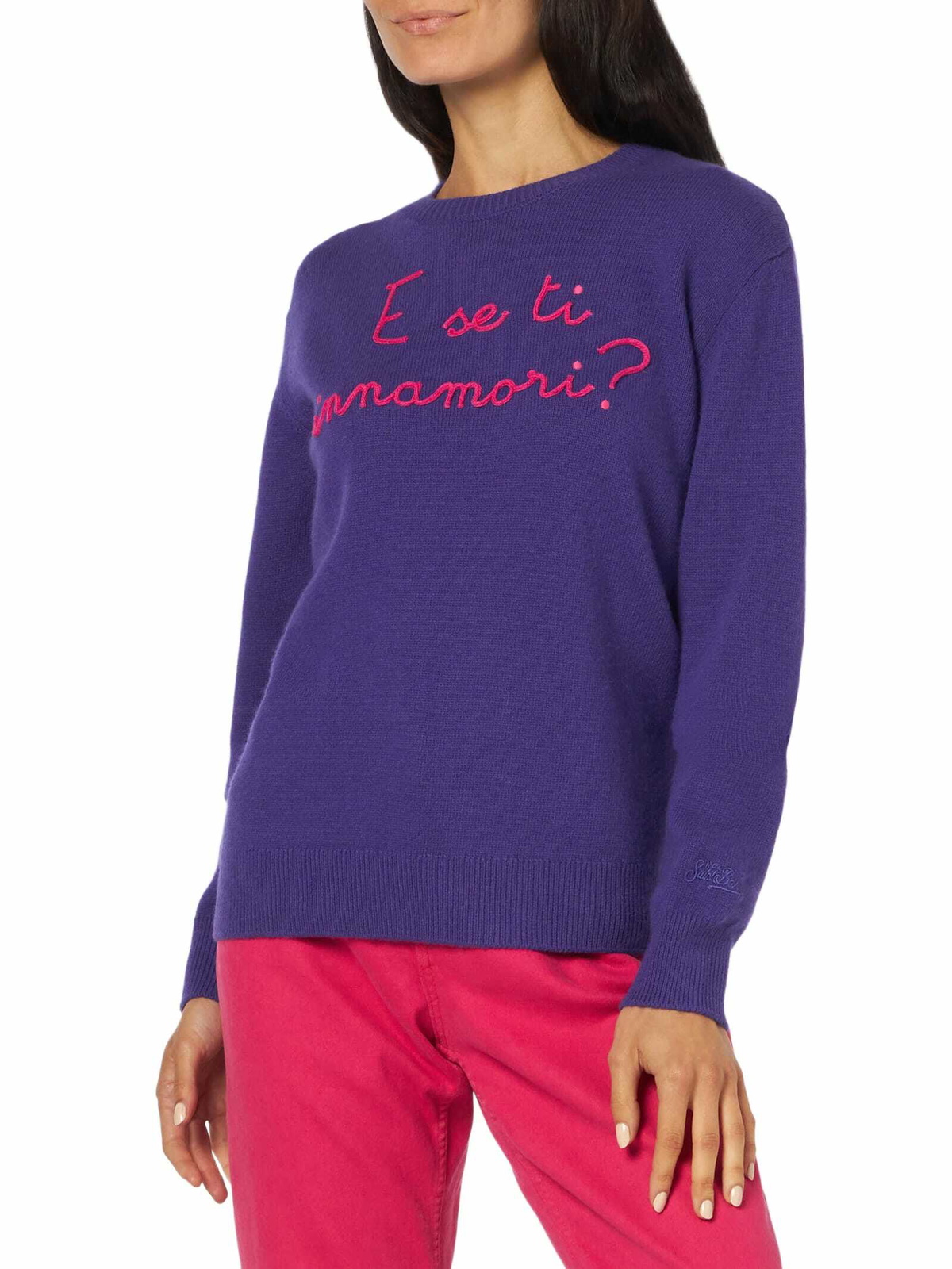 MC2 Saint Barth Woman Crewneck Purple Sweater With E Se Ti Innamori ...