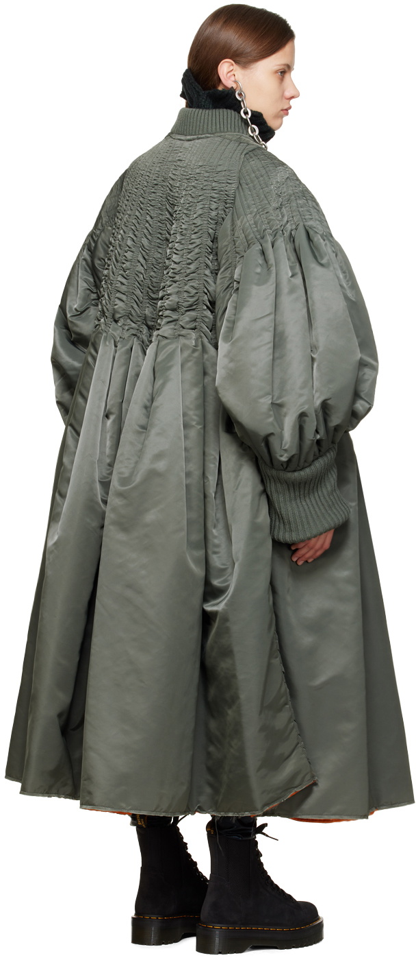 Junya Watanabe Green Ruched Bomber Jacket Junya Watanabe