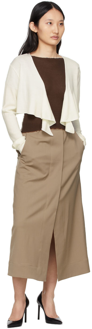 DRAE Off-White Wool Wrap Cropped Cardigan DRAE