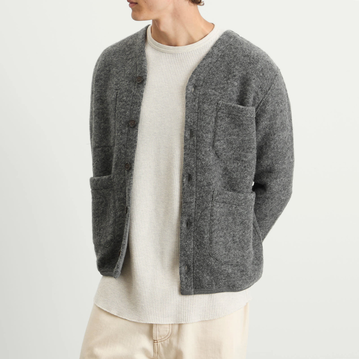 Universal Works Men's Wool Fleece Cardigan - Presented by END. in Grey ...