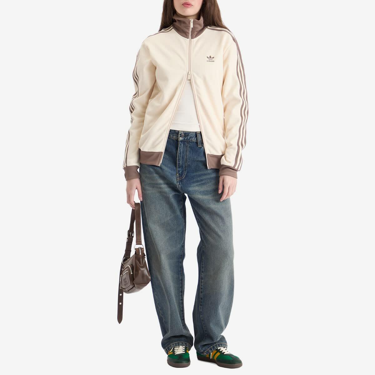 Adidas Classic Track Top in Wonder White/Trace Brown adidas
