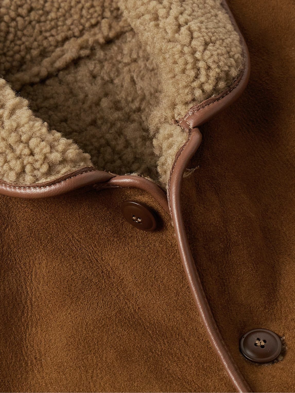 YMC - Brainticket MK1 Leather-Trimmed Shearling Jacket - Brown YMC