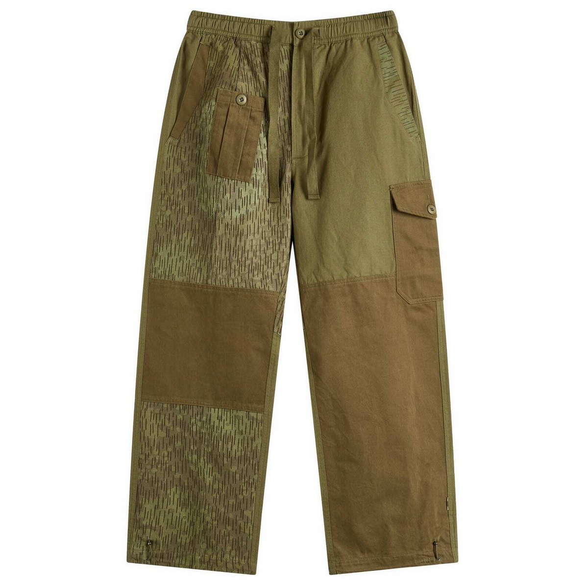 Maharishi Men's Upcycled Loose Patchwork Cargo Pants in Olive Maharishi