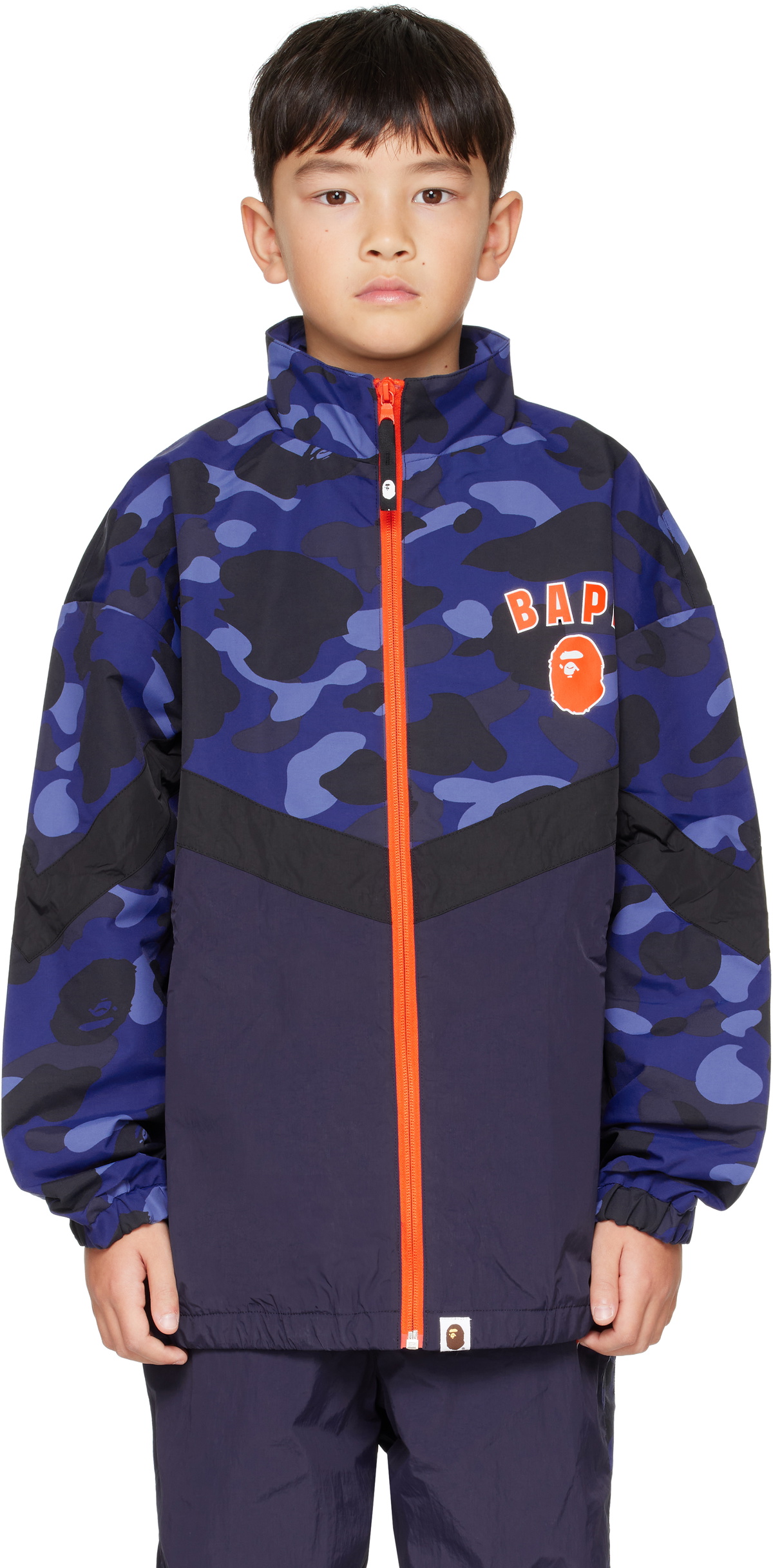 BAPE Kids Navy Color Camo Block Jacket A Bathing Ape