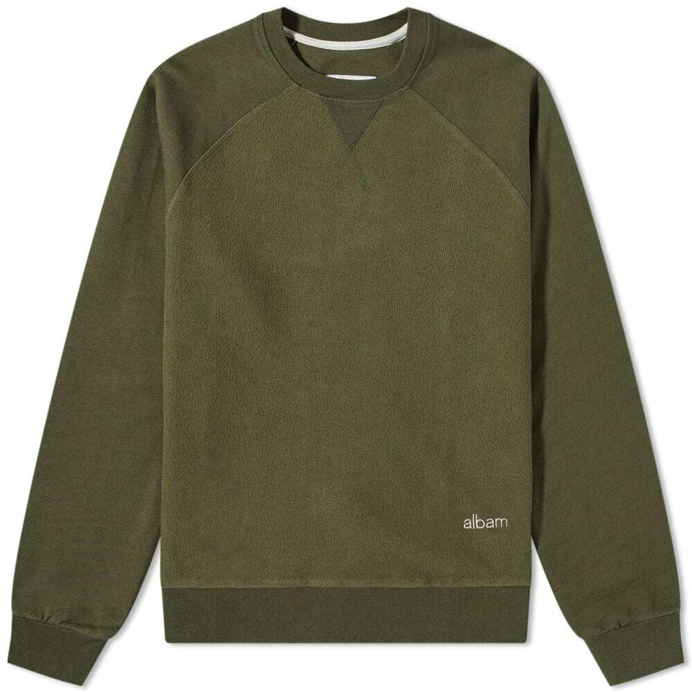 Albam Men's Stride Raglan Crew Sweat in Olive Albam