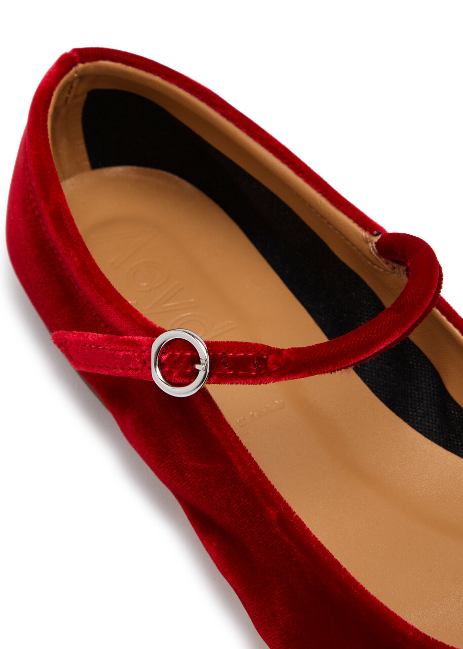 Aeyde Uma Velvet Ballet Flats Red Aeyde
