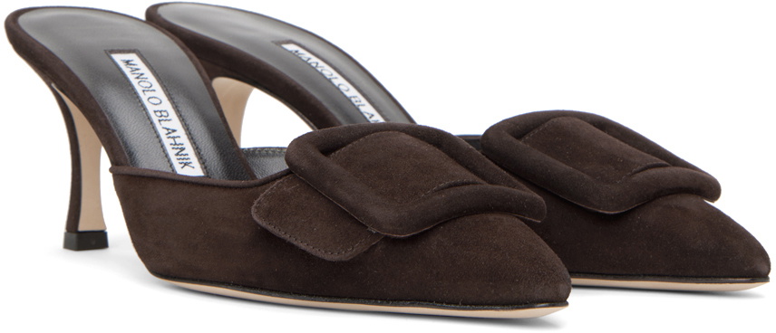 Manolo Blahnik Brown Maysale 70 Mules Manolo Blahnik