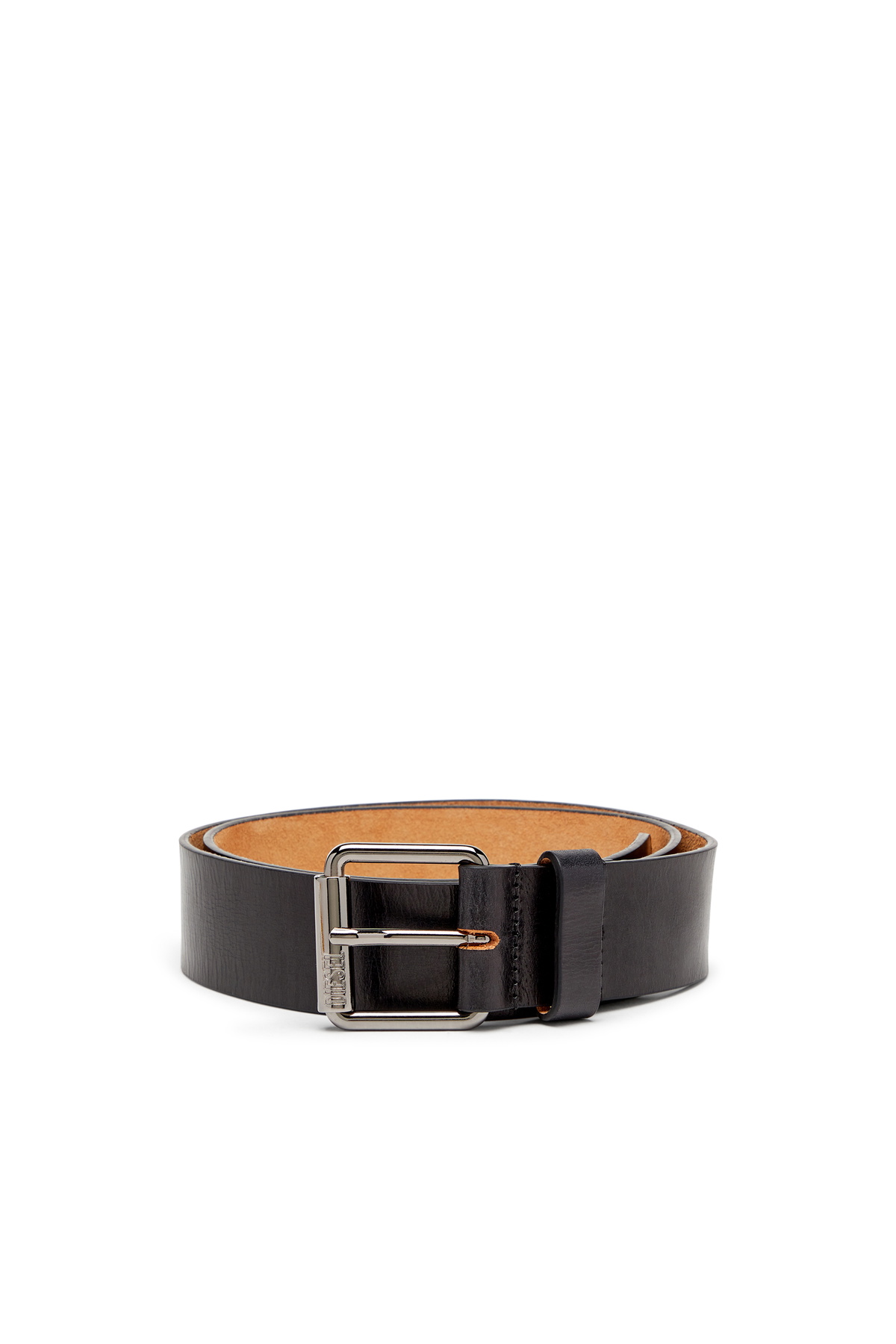 Diesel Leather belt with fifth pocket logo flag - Belts Mens in Black ...