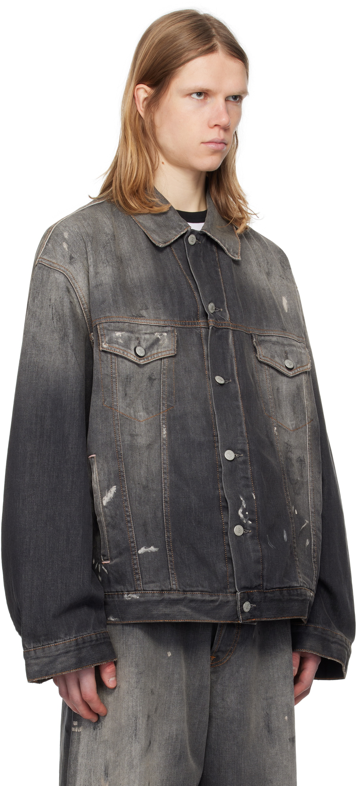 Acne Studios Black Oversized Fit Denim Jacket Acne Studios