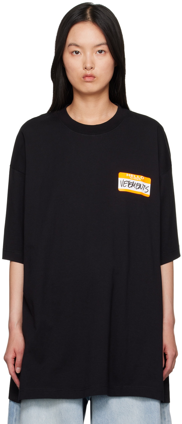 VETEMENTS Black 'My Name Is' T-Shirt Vetements