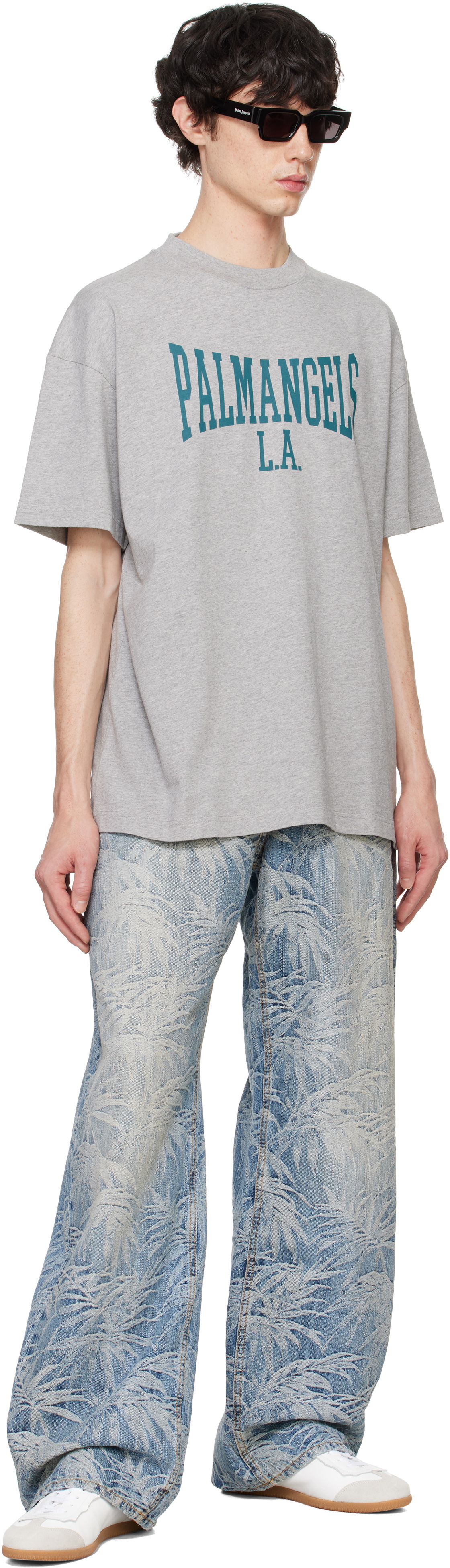 Palm Angels Gray College T-shirt Palm Angels
