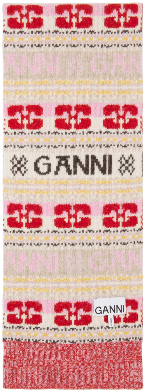 GANNI Multicolor Logo Scarf GANNI