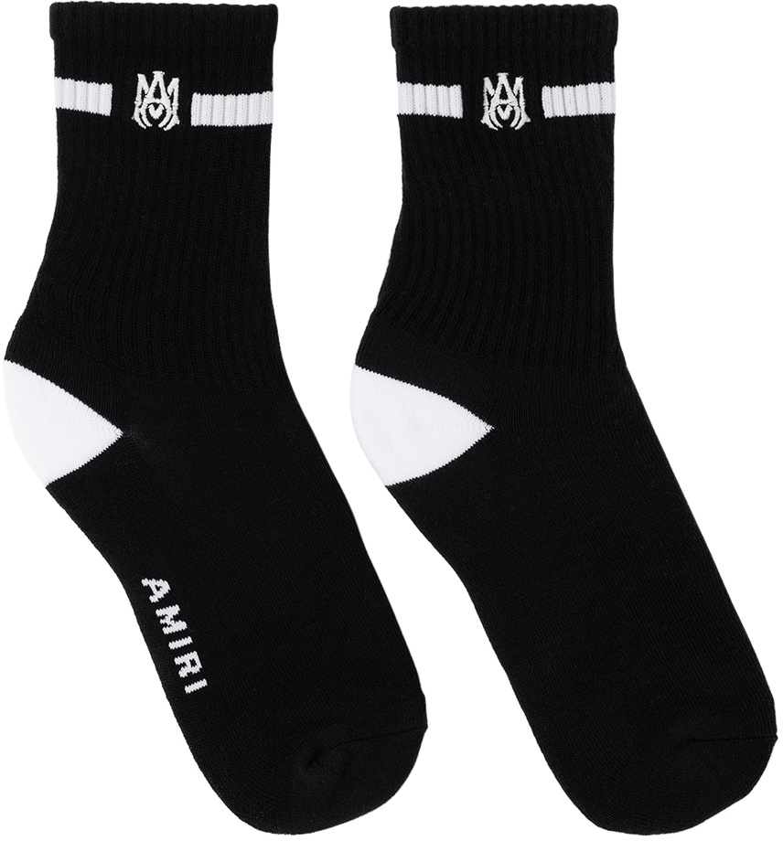 AMIRI Kids Black & White M.A. Embroidery Socks Amiri