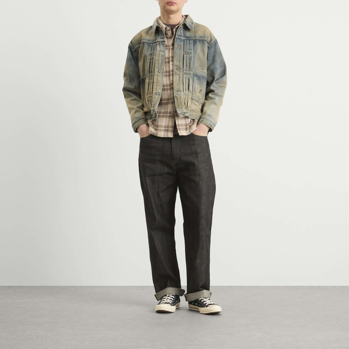 Neighborhood Men's Straight Leg Rigid Selvedge Denim Jeans in Black ...