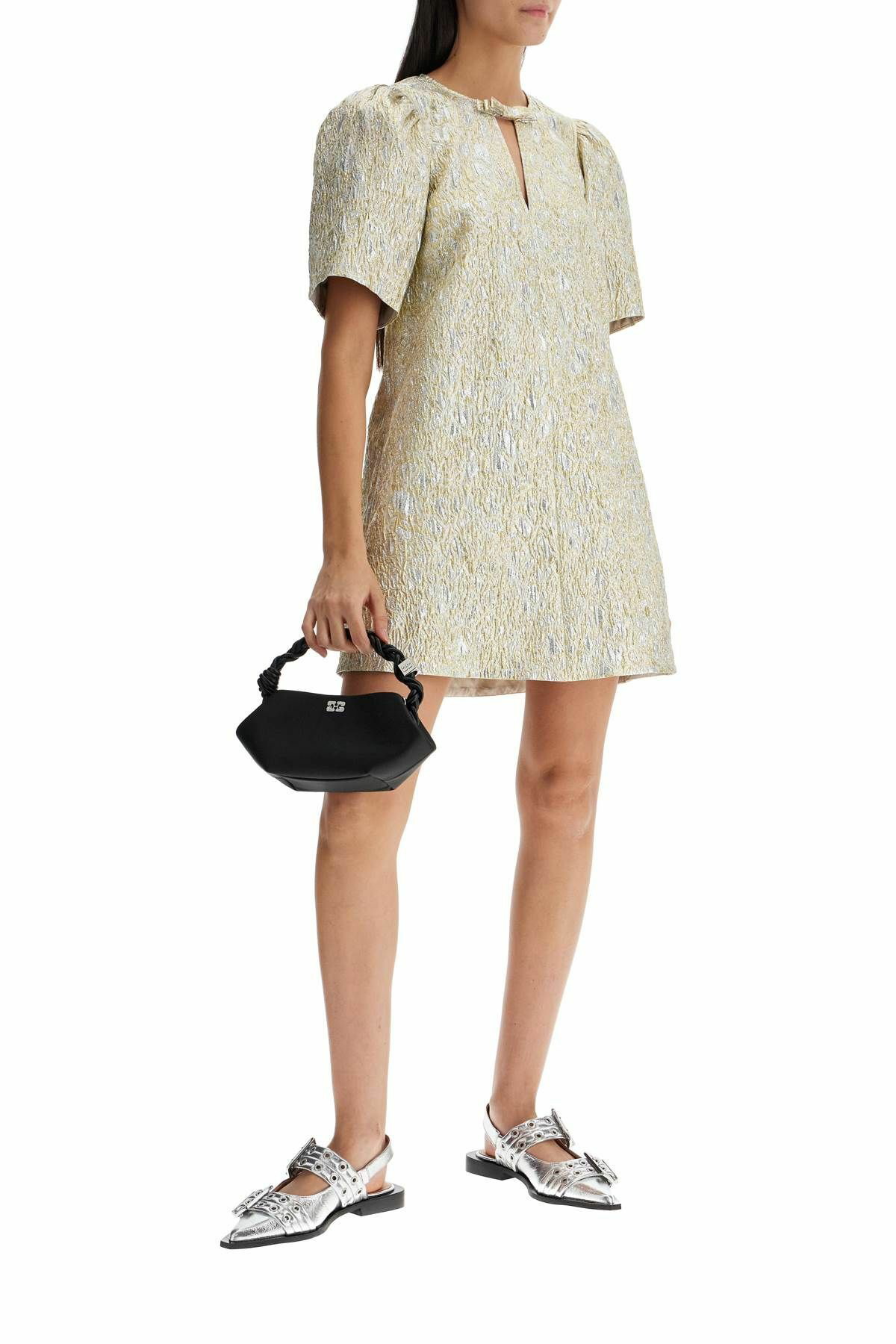 GANNI mini bou satin handbag Black GANNI