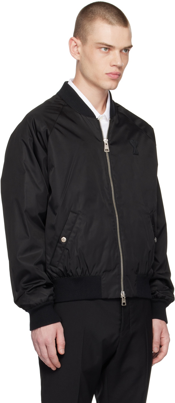 AMI Paris Black Zip Bomber Jacket AMI