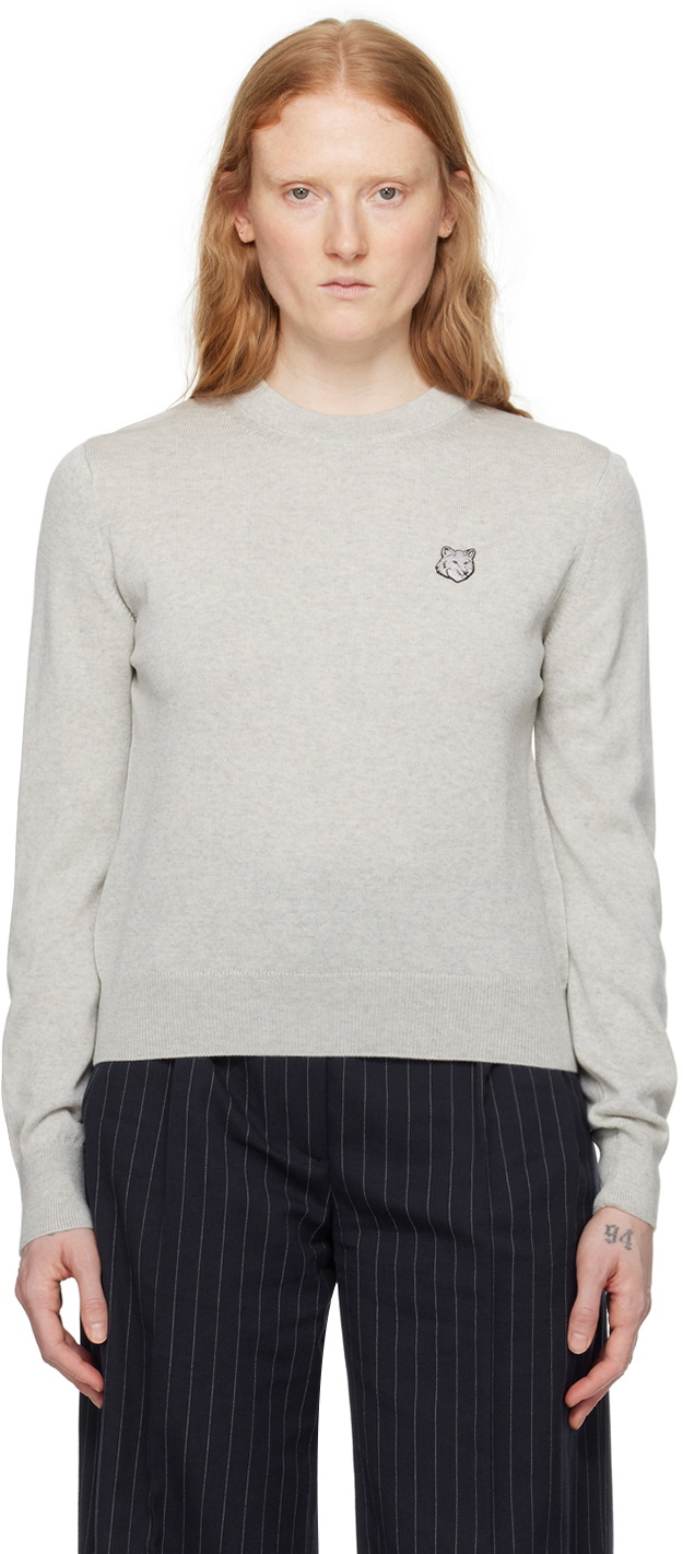 Maison Kitsuné Gray Bold Fox Head Sweater Maison Kitsune