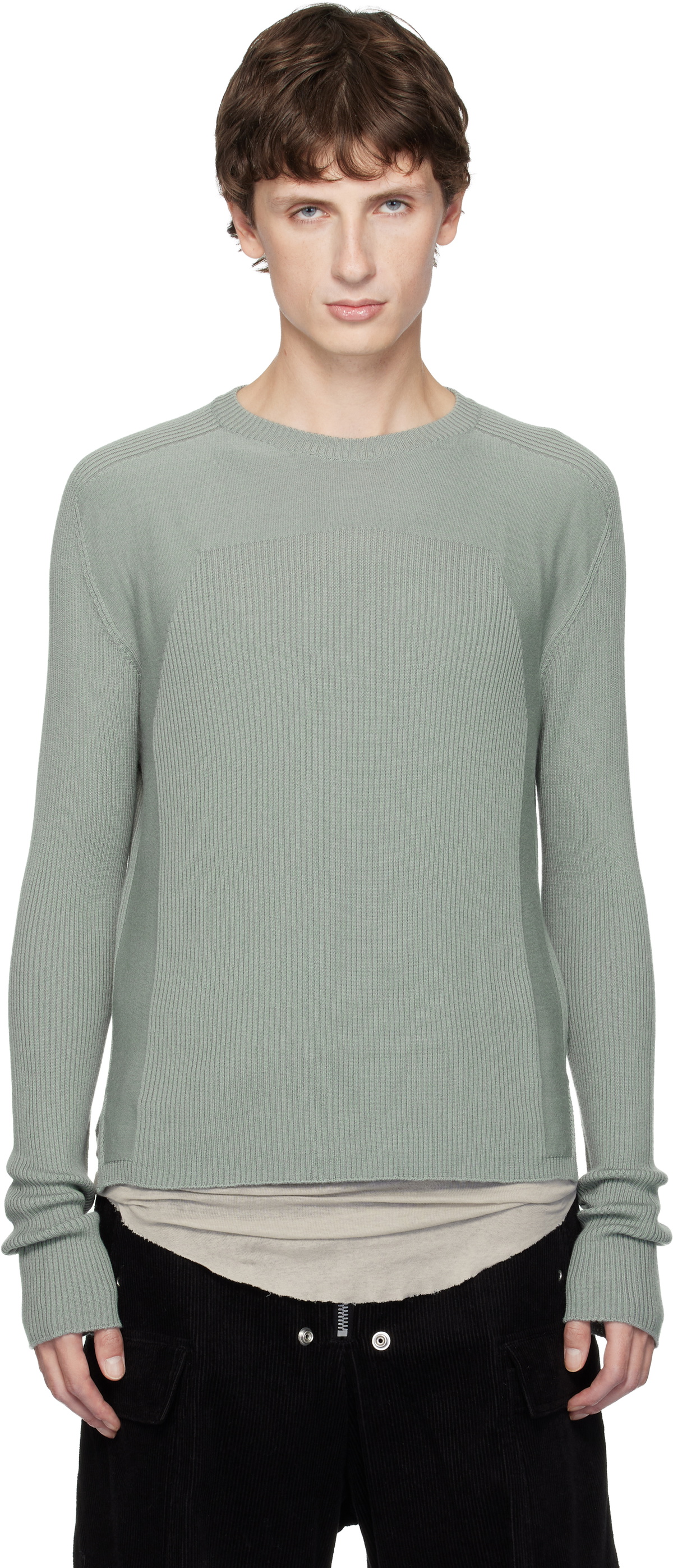 Rick Owens Gray Concordians Ribbed Geo Sweater Rick Owens