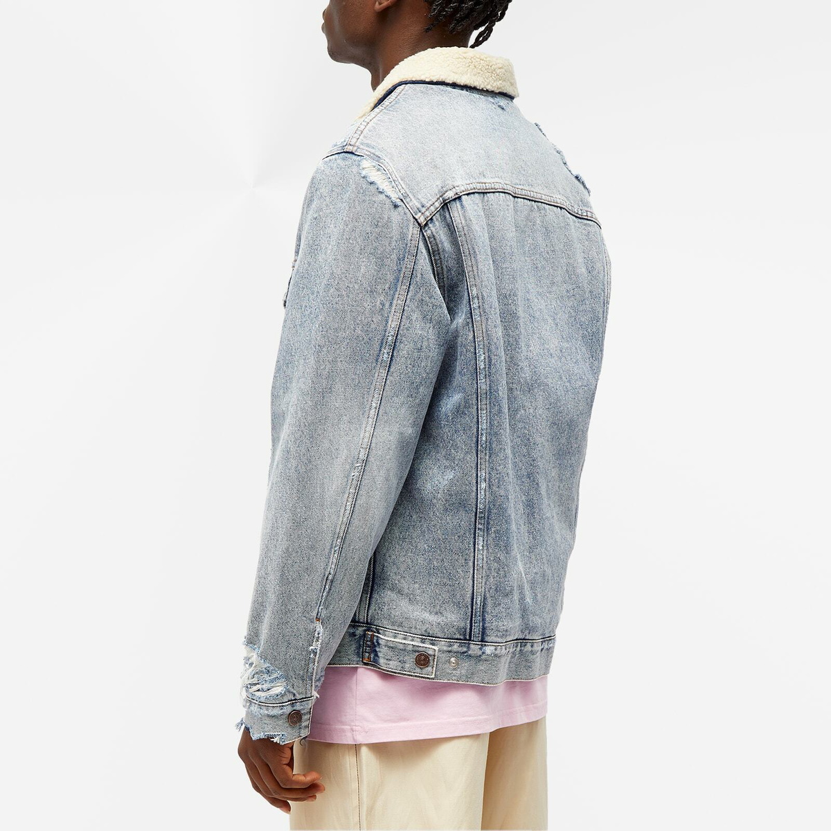 Mm6 Maison Margiela Mens Lined Denim Jacket In Light Indigo Mm6 Maison Margiela