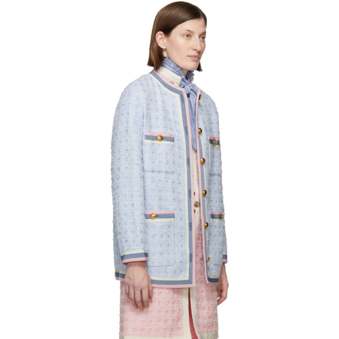 Gucci Blue Tweed Cardigan Gucci