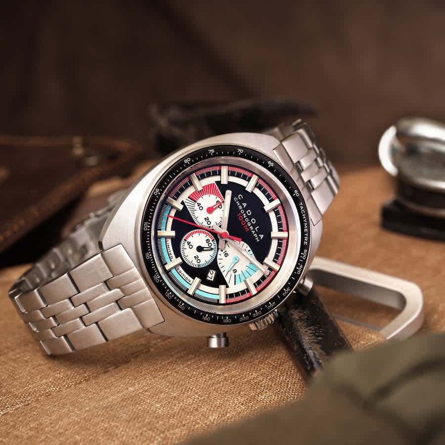 Cadola 1977 Chronograph Quartz Black Dial Mens Watch CD-1023-11 Cadola