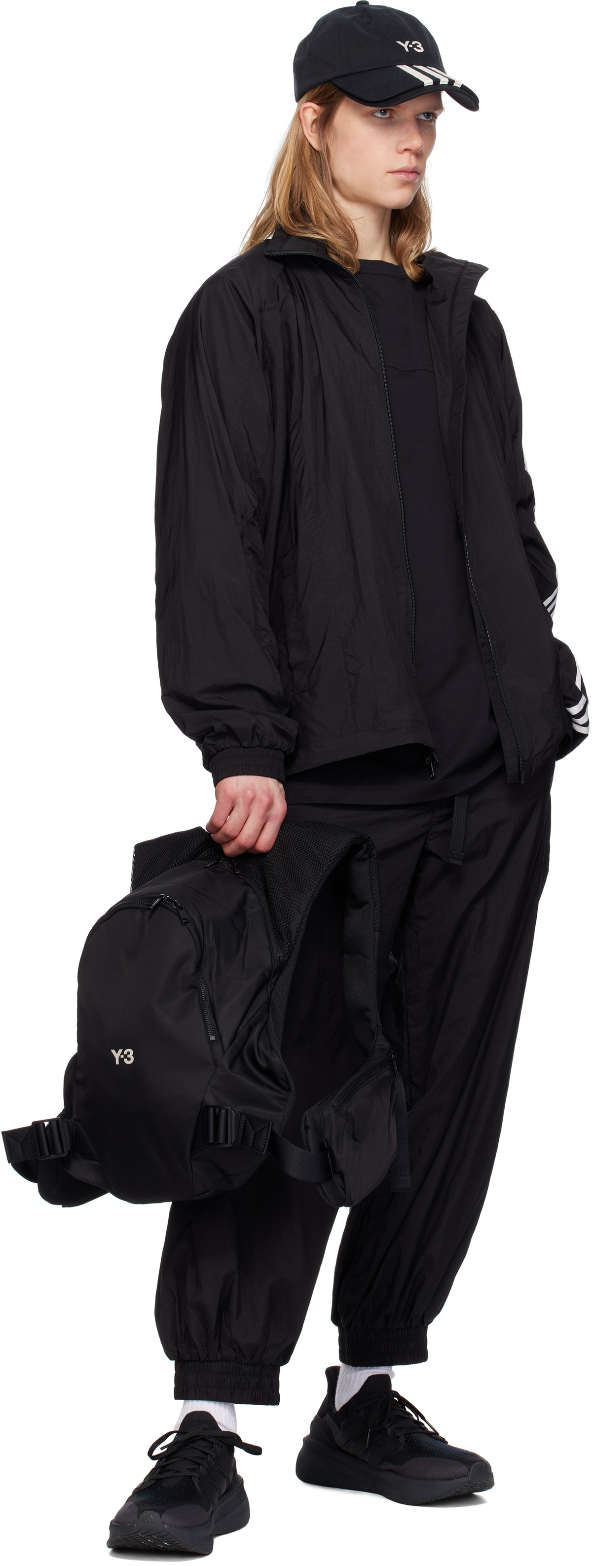 Y-3 Black 3-Stripes Nylon Shell Jacket Y-3
