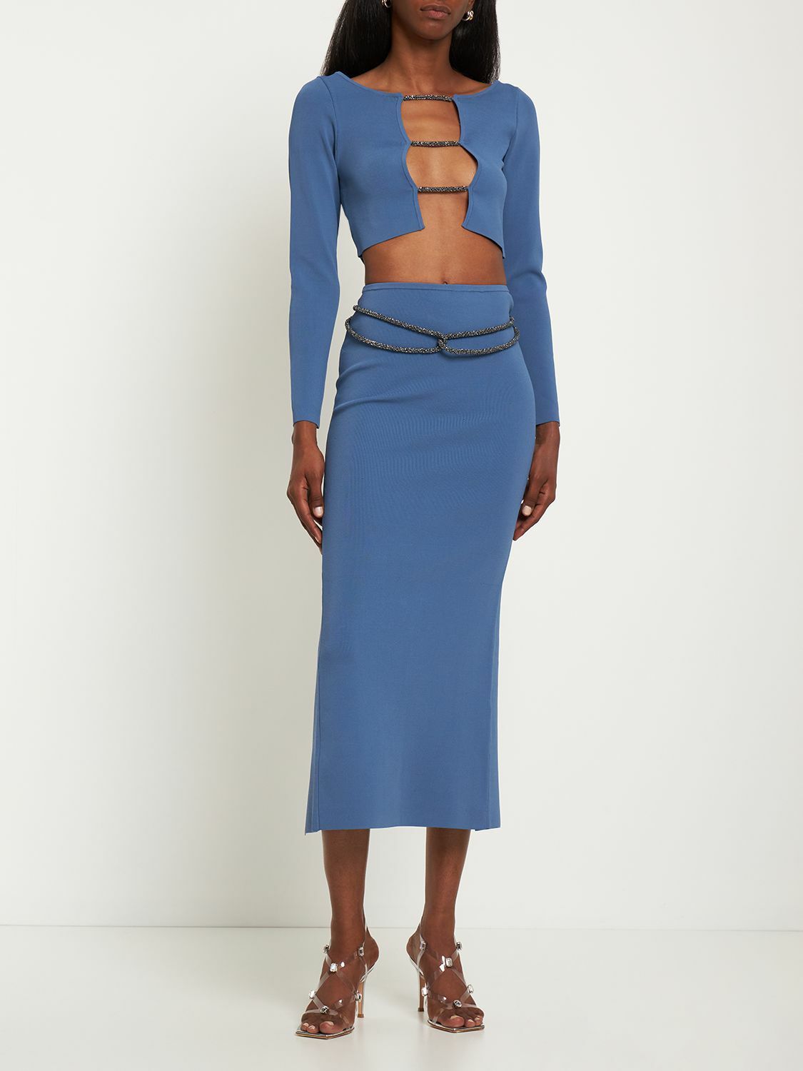 CHRISTOPHER ESBER - Crystal Cutout Rib Jersey Top Christopher Esber