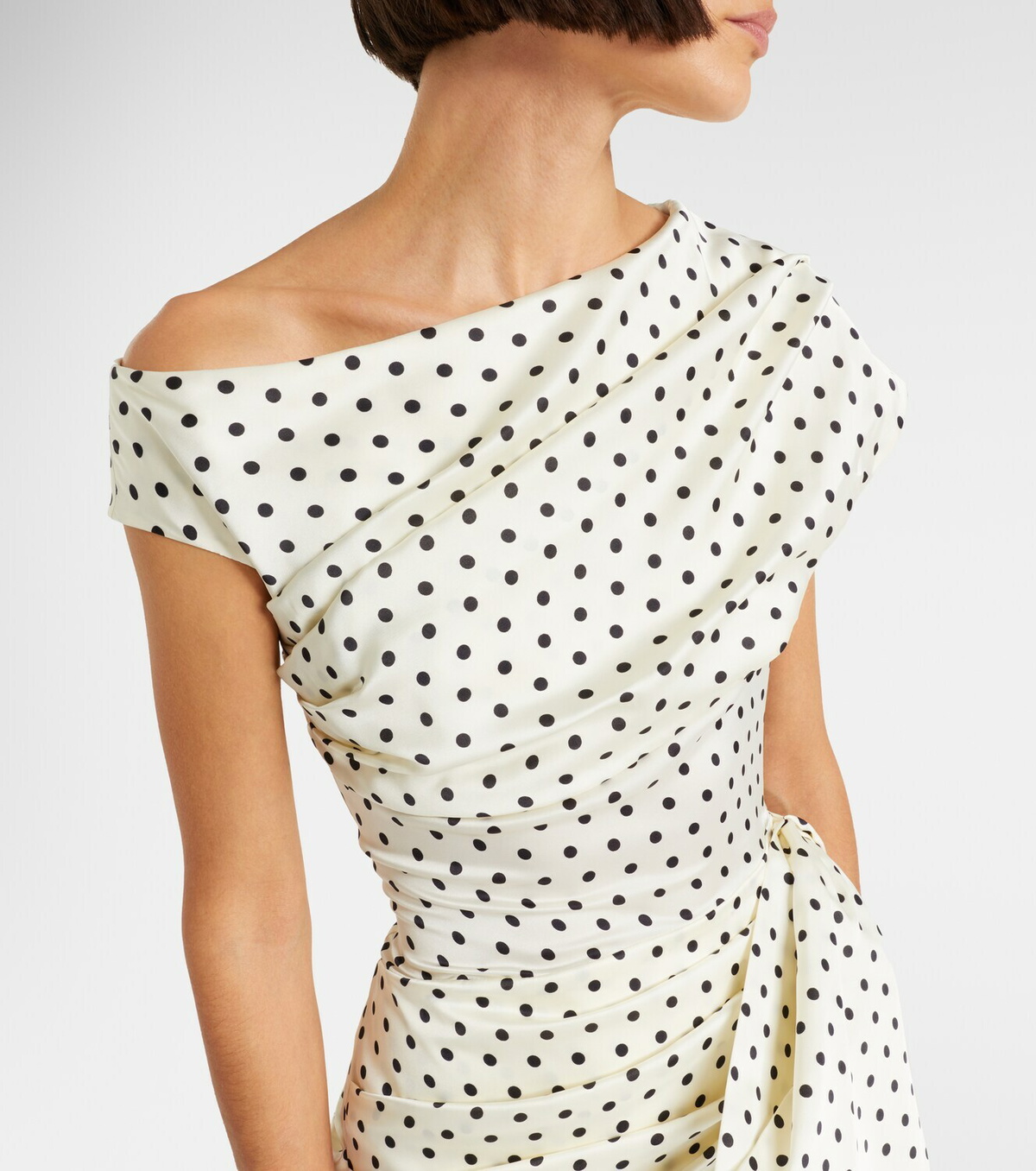 Self-Portrait Polka-dot asymmetric draped minidress Self-Portrait