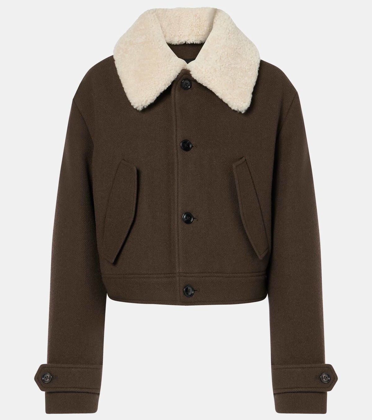Ami Paris Shearling-trimmed virgin wool jacket AMI