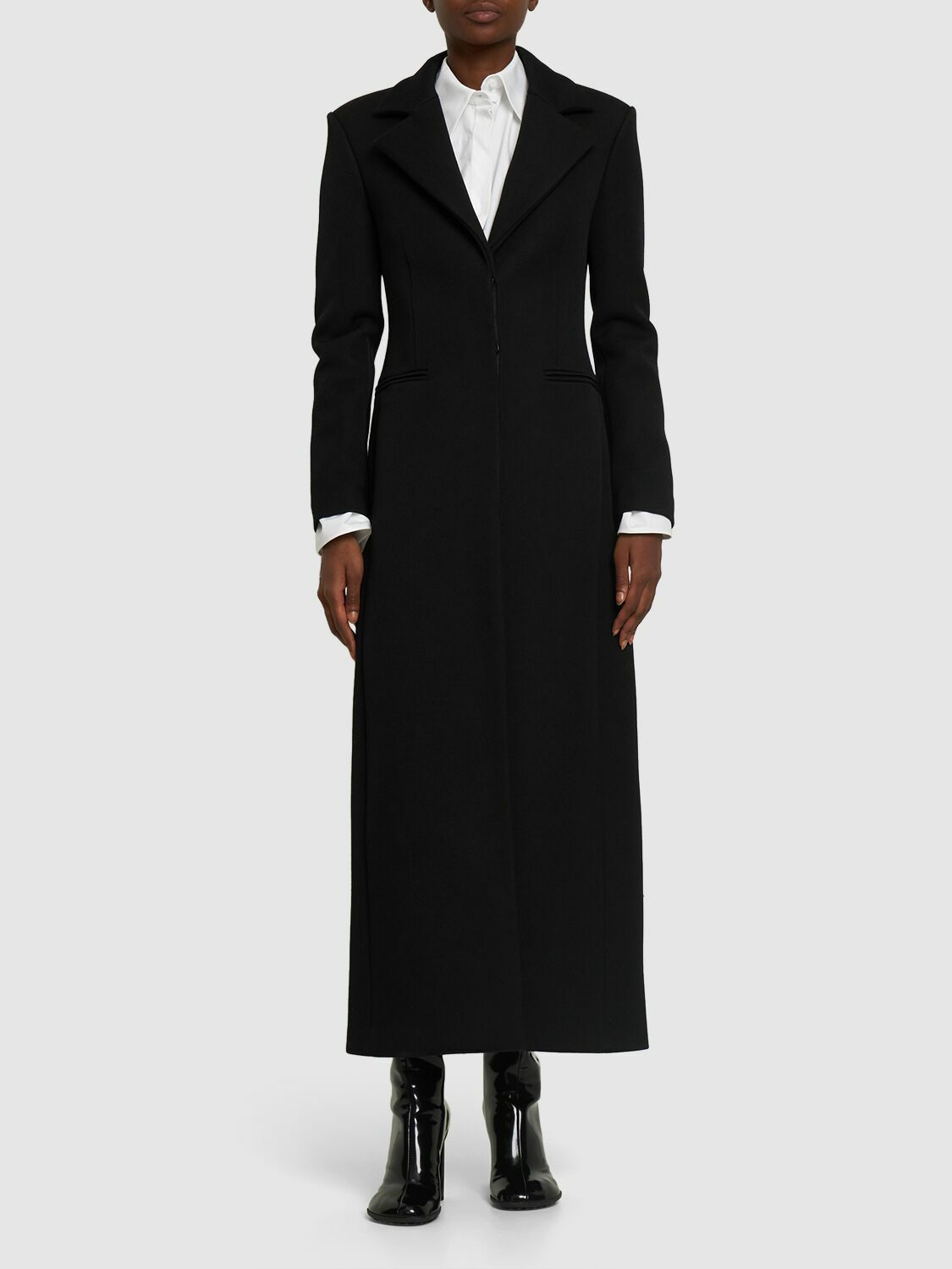 VALENTINO - Bonded Wool Blend Long Coat Valentino