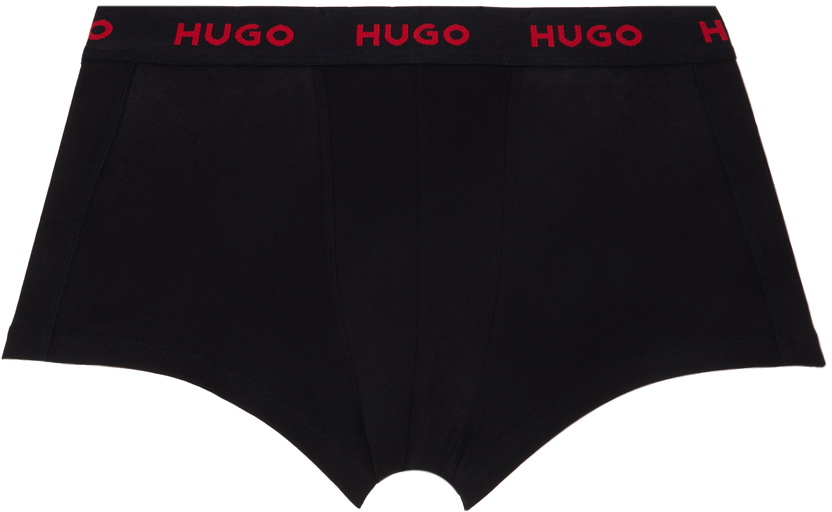 Hugo Three-Pack Black Jacquard-Logo Boxers Hugo Boss