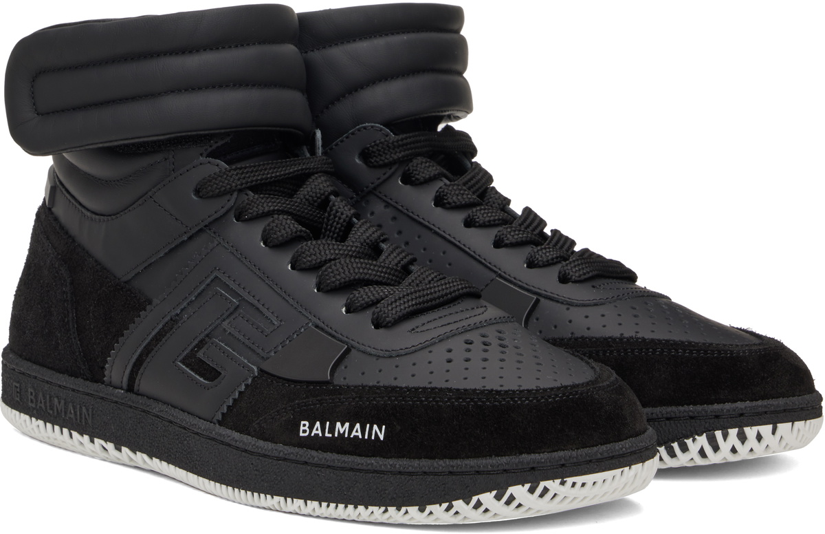 Balmain Black 'Balmain' Swan Mid-Top Sneakers Balmain