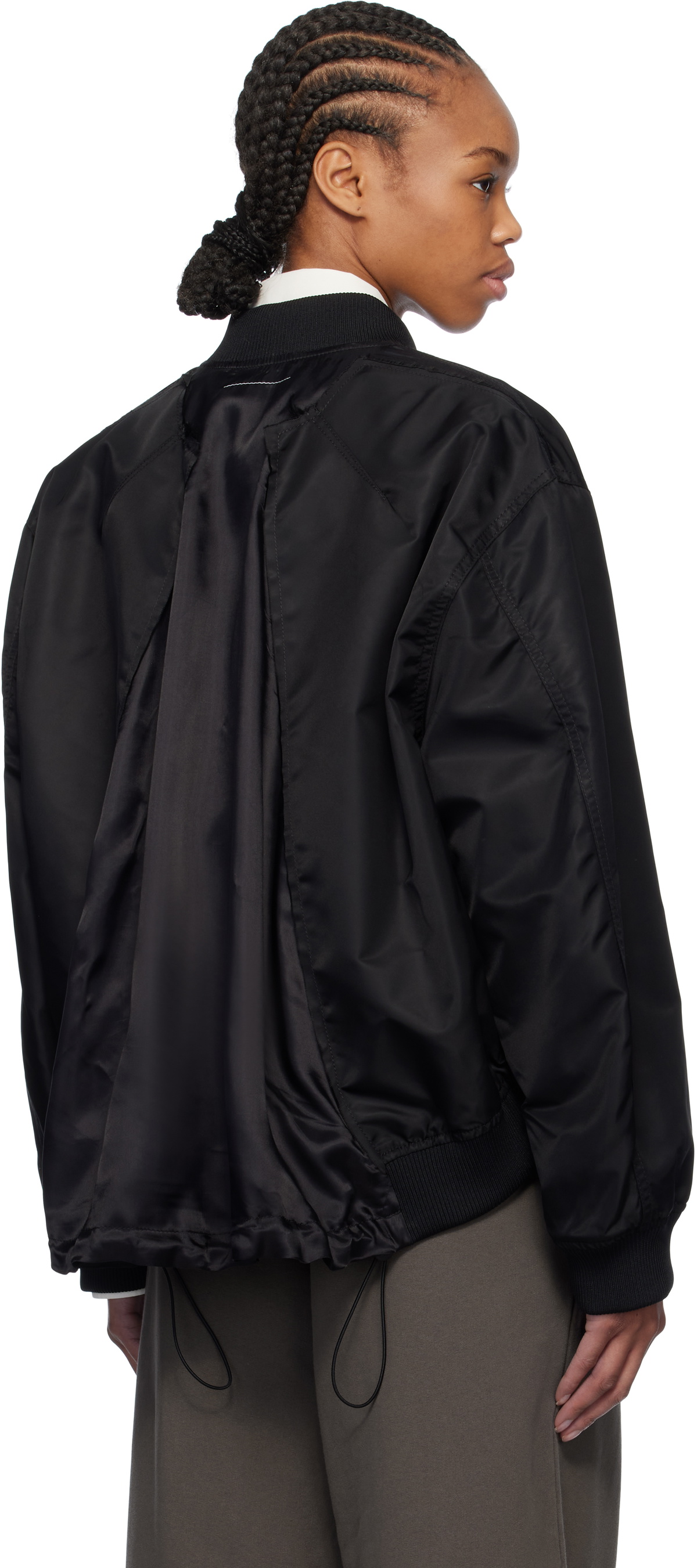 MM6 Maison Margiela Black Spliced Bomber Jacket MM6 Maison Margiela