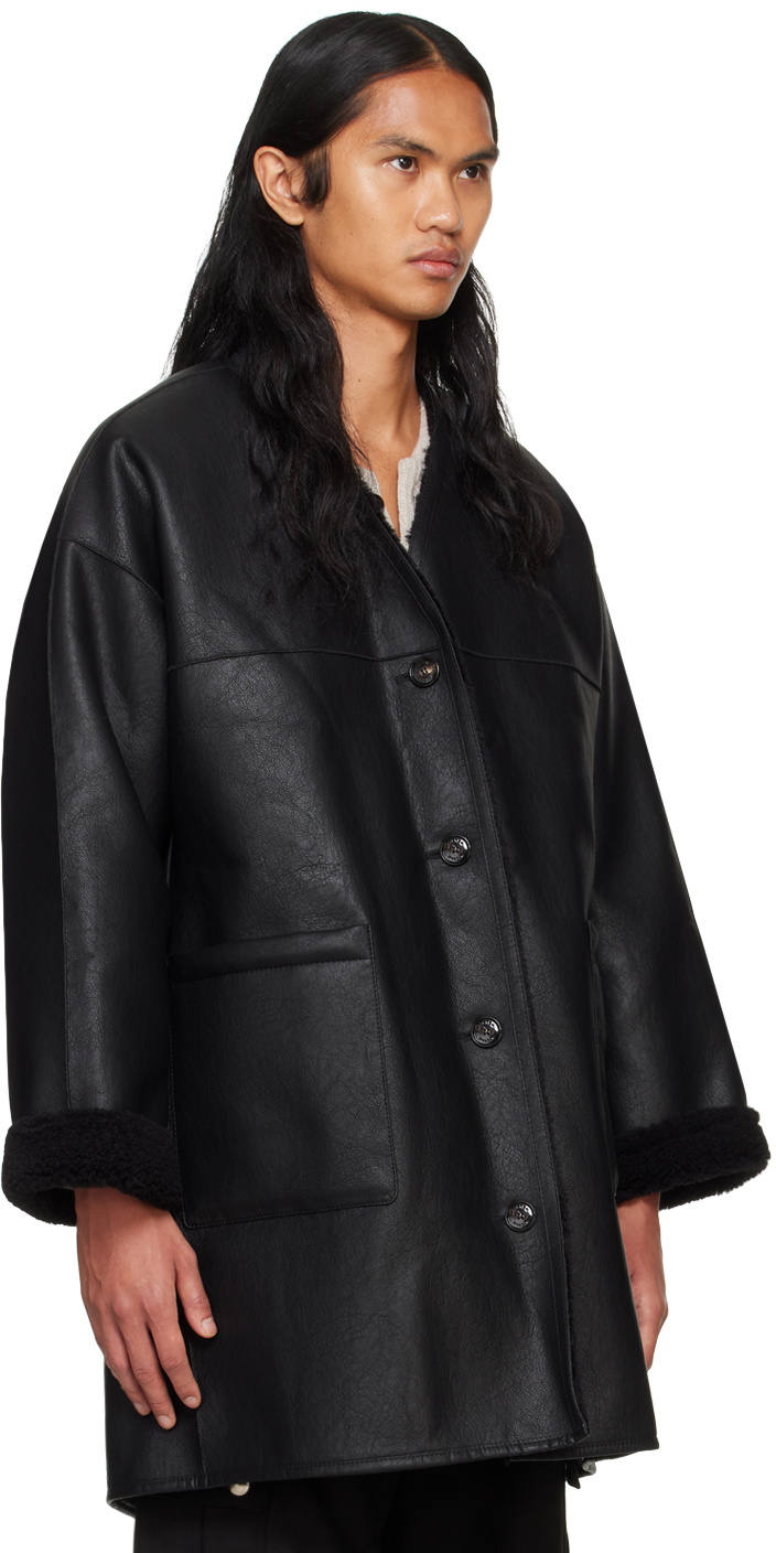 System Black Classic Muffler Faux-Shearling Coat System
