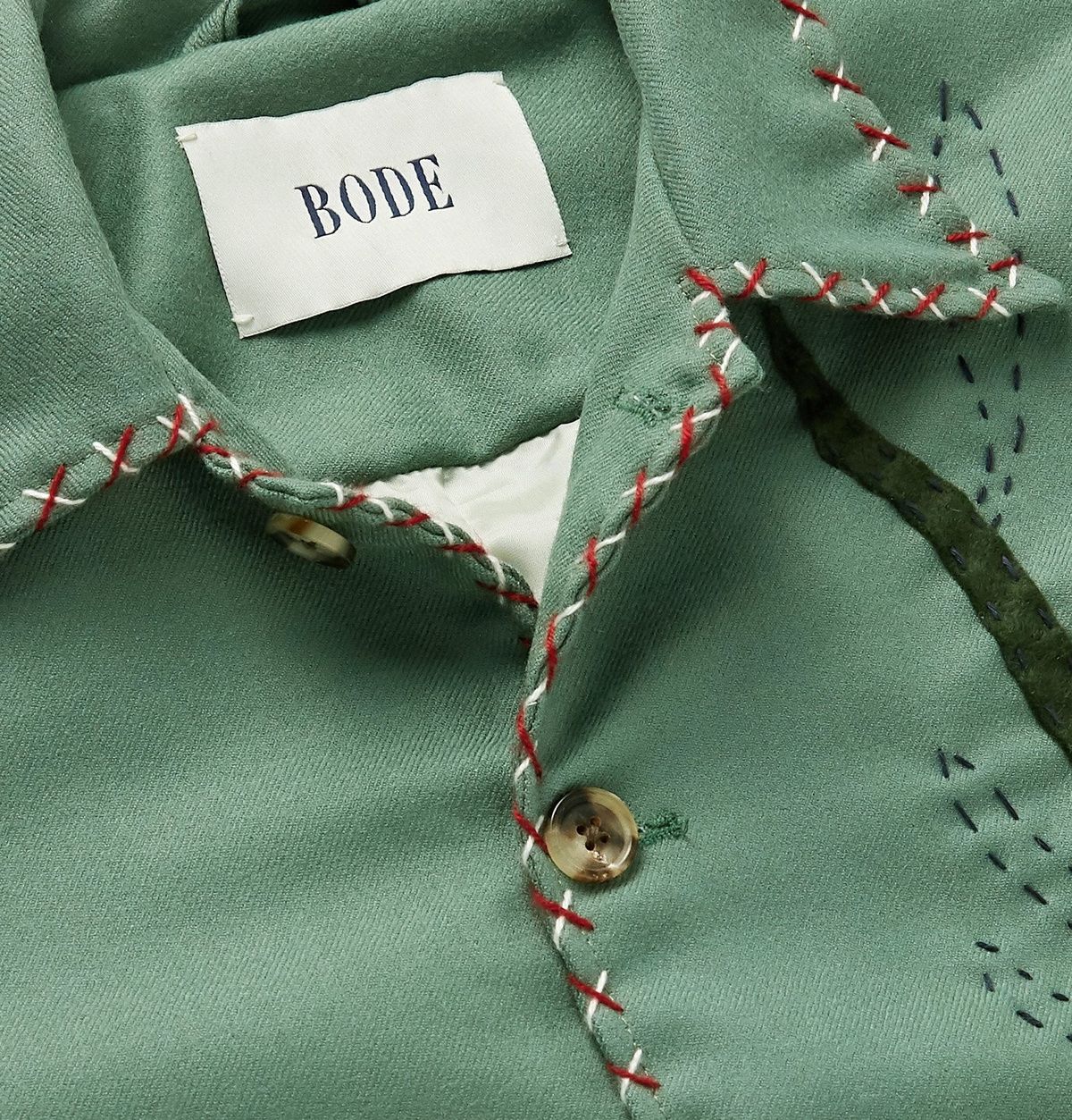 BODE - Appliquéd Wool-Twill Jacket - Green Bode