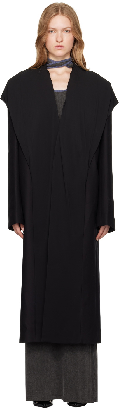 Y/Project Black Draped Hood Coat Y/Project