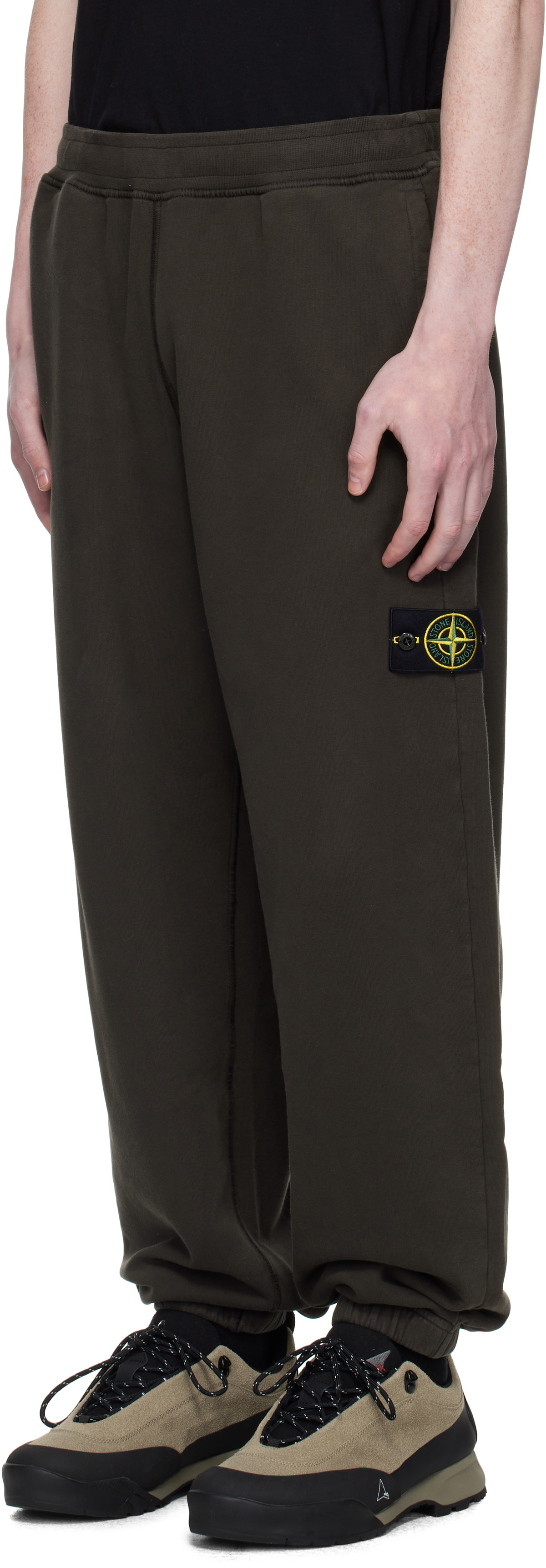 Stone Island Gray 6200004 Brushed Organic Cotton Fleece Sweatpants ...
