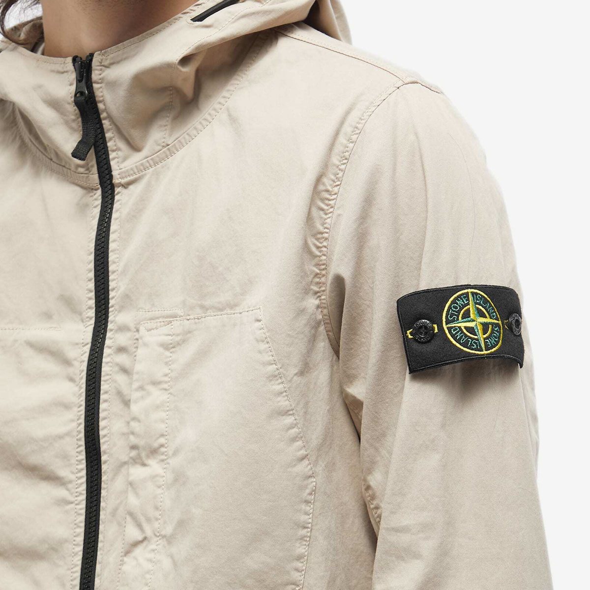 Stone Island Men's Supima Cotton Twill Stretch Hooded Jacket in Dove ...