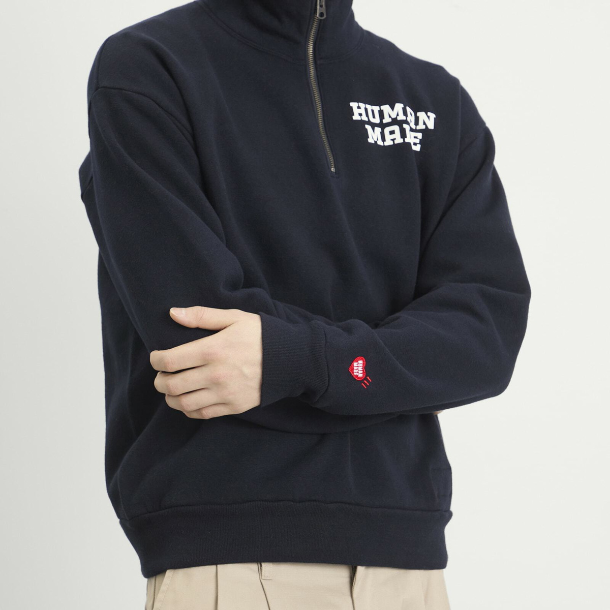 Human Made Men's Half-Zip Sweatshirt in Navy Human Made