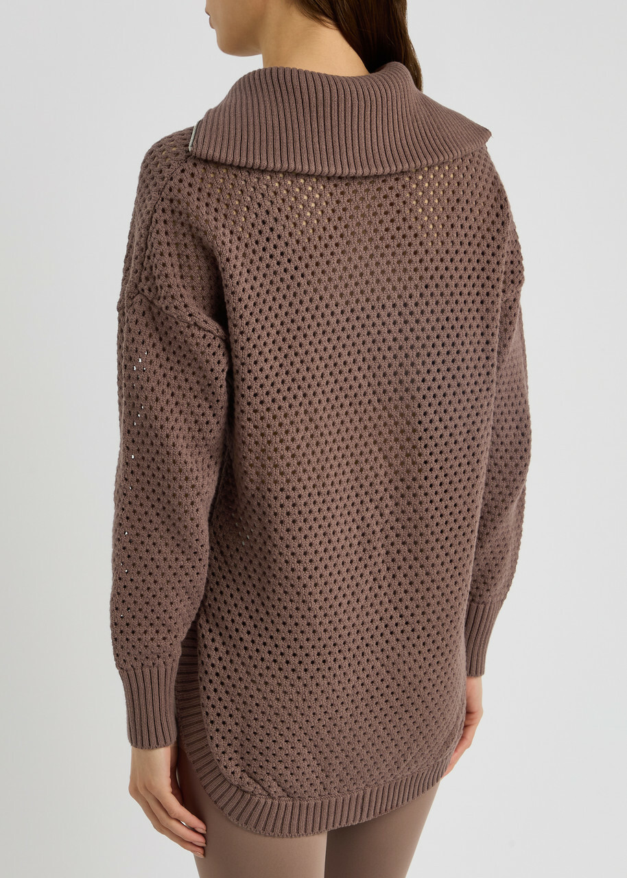 Varley Finn Open-knit Cotton Jacket Brown Varley