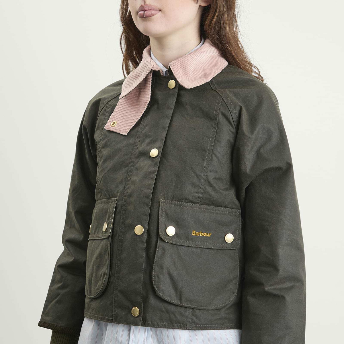 Barbour Women's Crop Beadnell Jacket in Ancient Olive/Ancient/Green Barbour