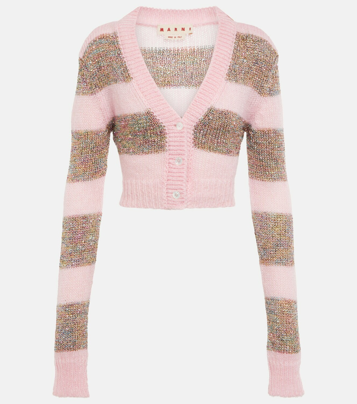 Marni - Embellished striped cropped cardigan Marni
