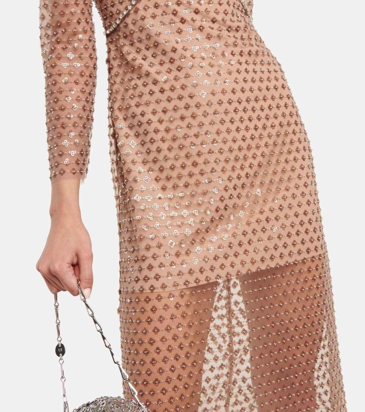 Self-Portrait Embellished mesh maxi dress Self-Portrait